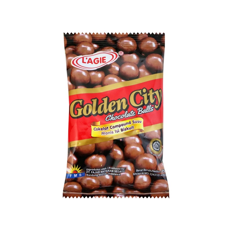 Jual Lagie Golden City Ball/ Coklat Susu Isi Biskuit 75 Gr | Shopee ...