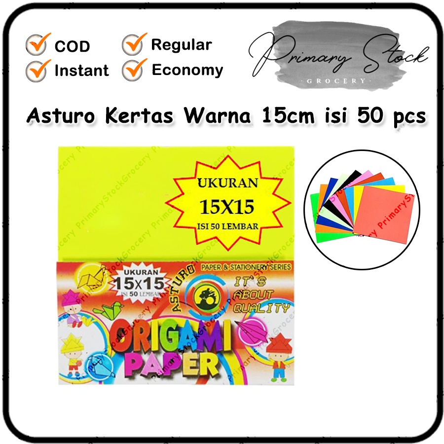 Jual Kertas Origami 15x15 Warna Polos Besar Asturo Paper 15 x 15 50 ...