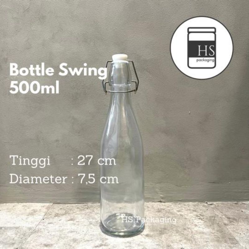 Jual HS PACKAGING - Botol Kaca 1000ml 500ml Tutup Swing | Shopee Indonesia