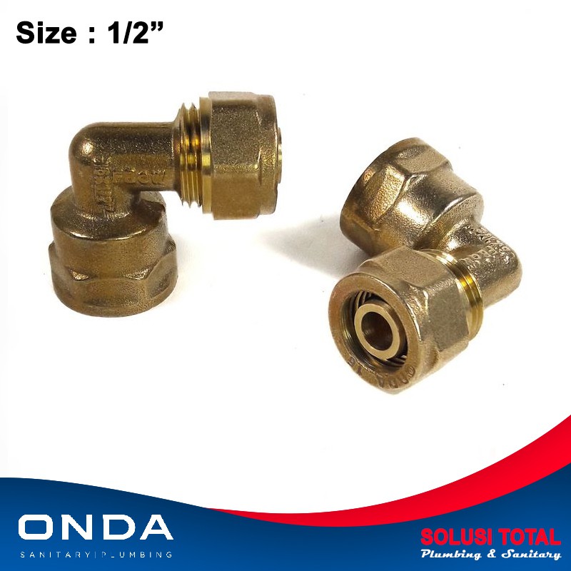 Jual Female Elbow ONDA 1/2" KDD Knee Drat dalam air panas Fitting kuningan | Shopee Indonesia