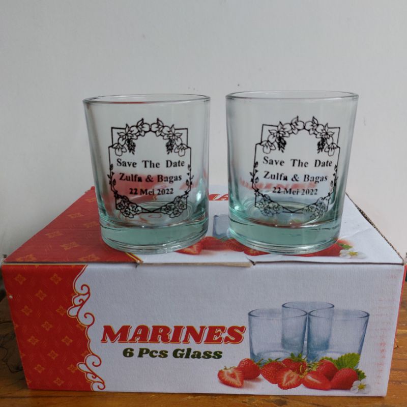 Jual Souvenir gelas sloki free custom sablon nama tanpa kemasan ...