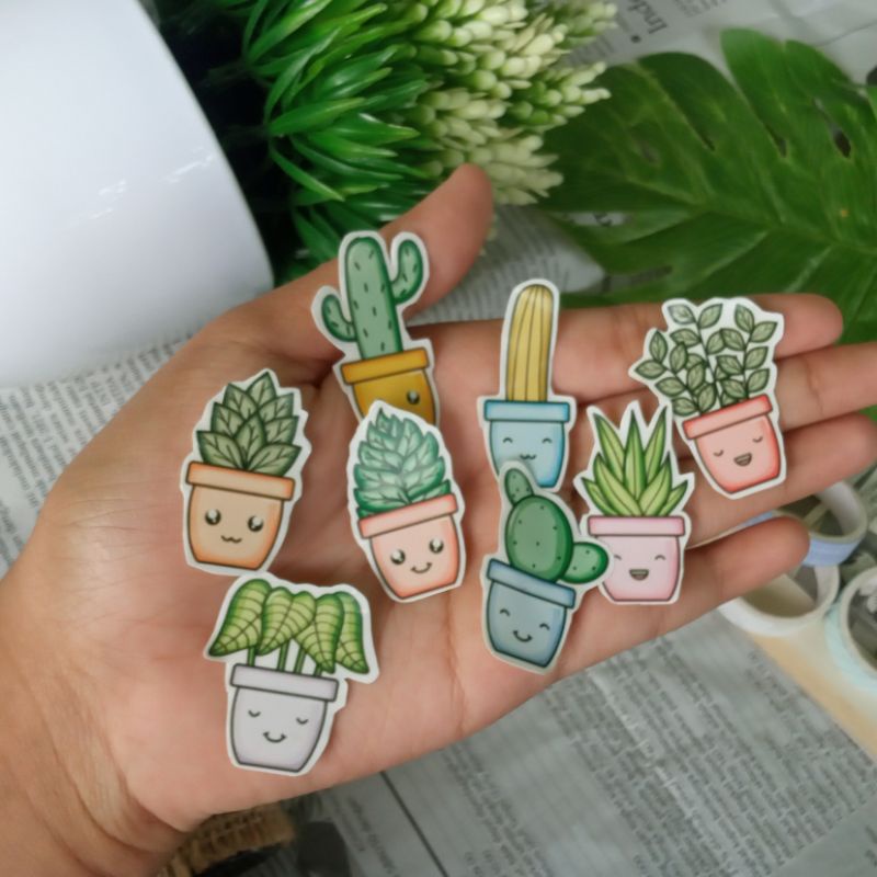 Jual Sticker Aesthetic Mini Cactus Series || satuan!!! | Shopee Indonesia