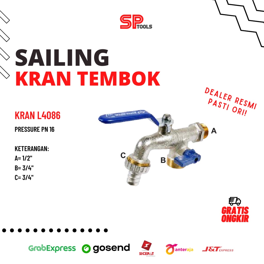 Jual KRAN AIR TEMBOK DOUBLE / KRAN CABANG MESIN CUCI / KERAN JET ...