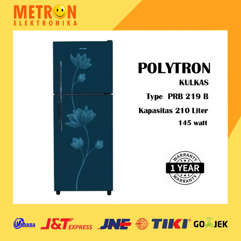 Jual POLYTRON PRB 219 B / BLUE METAL DOOR LEMARI ES KULKAS 2 PINTU 210 ...