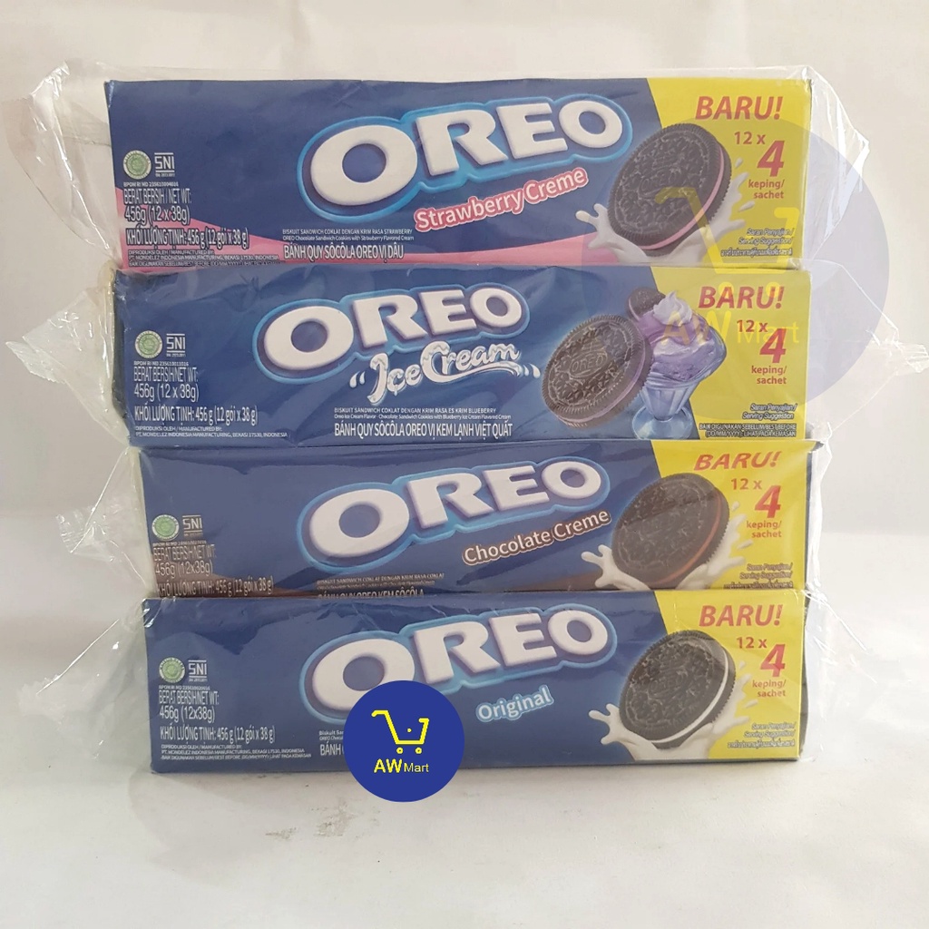 Jual OREO ECER 2000 PER BOX 12 BUNGKUS (ISI 3 PER BUNGKUS!) - ORIGINAL/STRAWBERRY/CHOCOLATE/ICE ...
