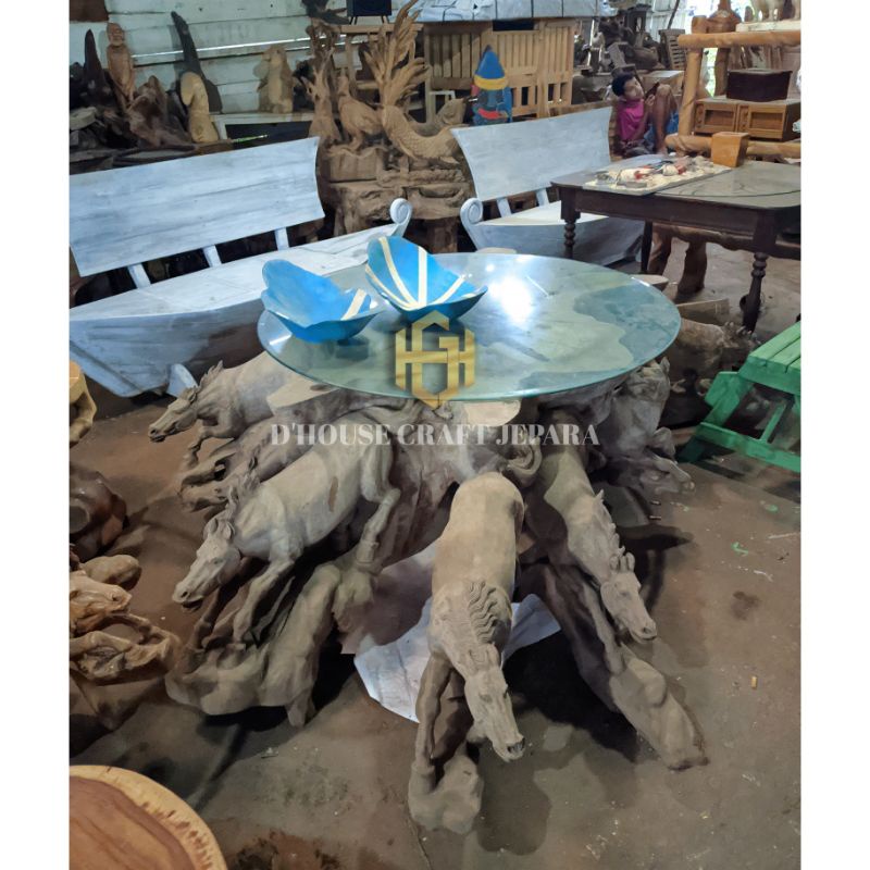 Jual Meja Kaki 12 Kuda Akar Kayu Jati Tpk Perhutani | Shopee Indonesia