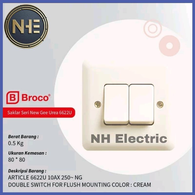 Jual IB Saklar Seri 6622U New Gee Cream Broco - Inbow Double Switch ...