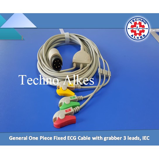 Jual General Direct one piecefixed ECG Cable with Grabber 3 Leads, IEC ...