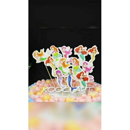 Jual Cake topper mermaid set/topper kue putri duyung/ariel/under the ...