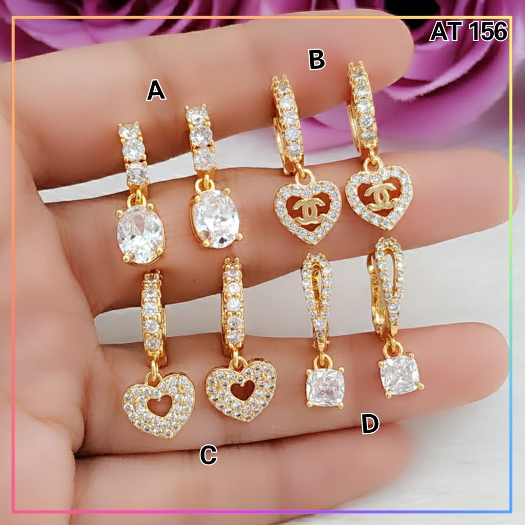 Jual AT 156 - Anting Dewasa Jepit Kotak Terbaru Permata Cantik Zirkon ...