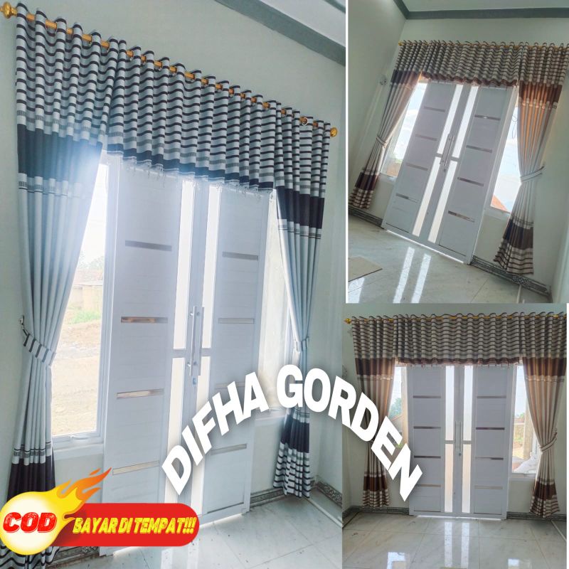 Jual satu set Gorden Poni Jendela Pintu Tengah Ruang Tamu Hordeng Rumah ...