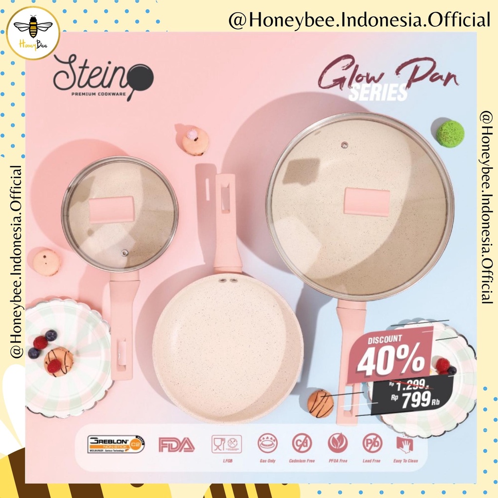 Jual Stein Cookware Glow Pan Set Original Lengkap 3 Panci 2 Tutup Kaca ...