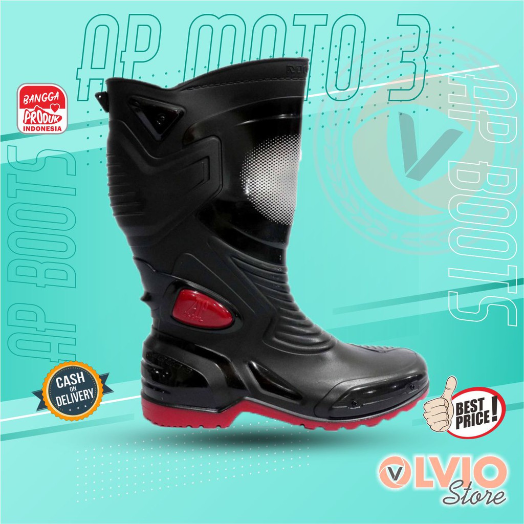 Jual AP MOTO 3 BLACK/RED 39-45 - SEPATU BOOT SEPATU BIKERS - AP BOOTS ...