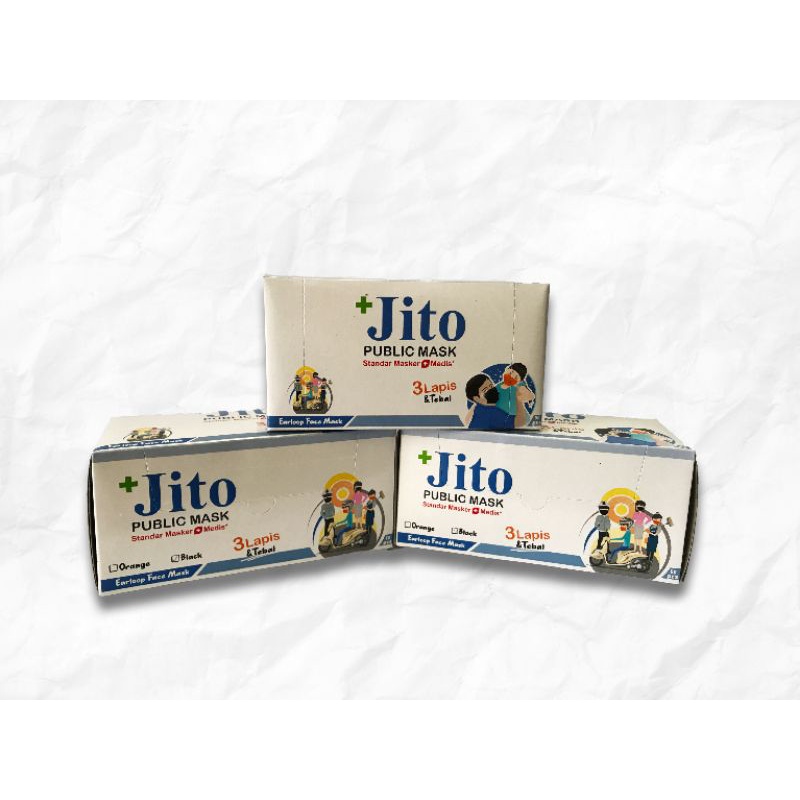 Jual masker medis Jito Hitam 3 ply box 50 pcs | Shopee Indonesia