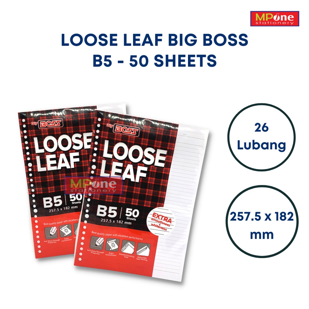 Jual Big Boss Loose Leaf Isi Binder Garis B5 Isi 50Lembar / Isi Binder / Ukuran B5 Big Boss 50 ...