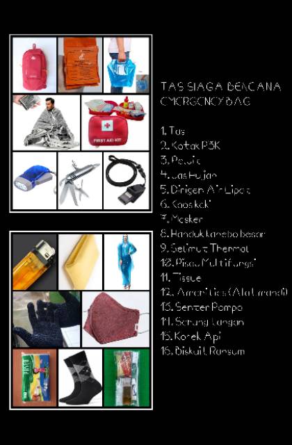 Jual Tas Siaga Bencana EMERGENCY BAG / Survival Kit First Aid Kit P3K ...