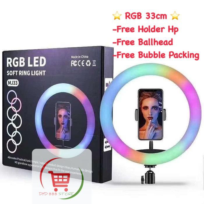 Jual RGB RINGLIGHT LED 33CM LAMPU MAKE UP VLOG LAMPU RINGLIGHT TRIPOD ...