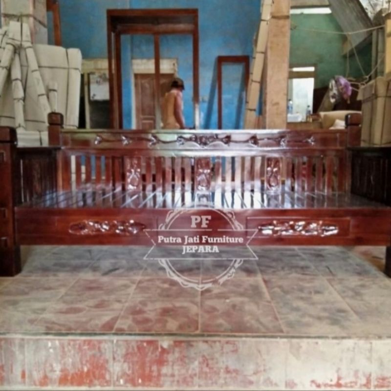 Jual Bangku panjang bale bale kayu jati - Kursi panjang antik mebel Jepara | Shopee Indonesia
