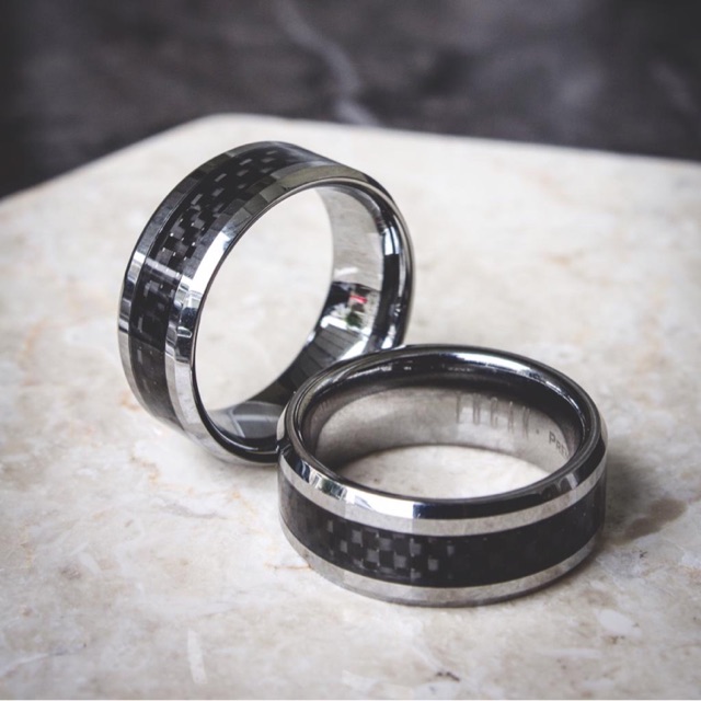 Jual LUCAN - Cincin Tungsten Carbide Lucan Cincin Pria Cincin Couple Unisex Cincin Silver Carbon ...