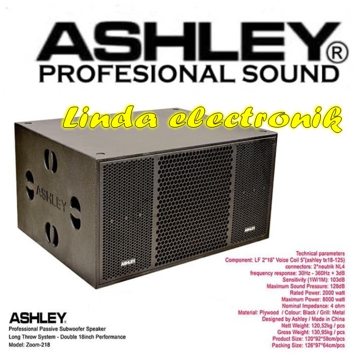 Jual subwoofer pasif ashley zoom 218 ashley zoom218 18'' 1 bh 2 x 18 ...