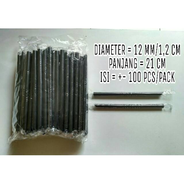 Jual SEDOTAN BUBBLE HITAM STERIL 12 MM/BUBBLE STRAW (ISI +/- 100 PCS ...