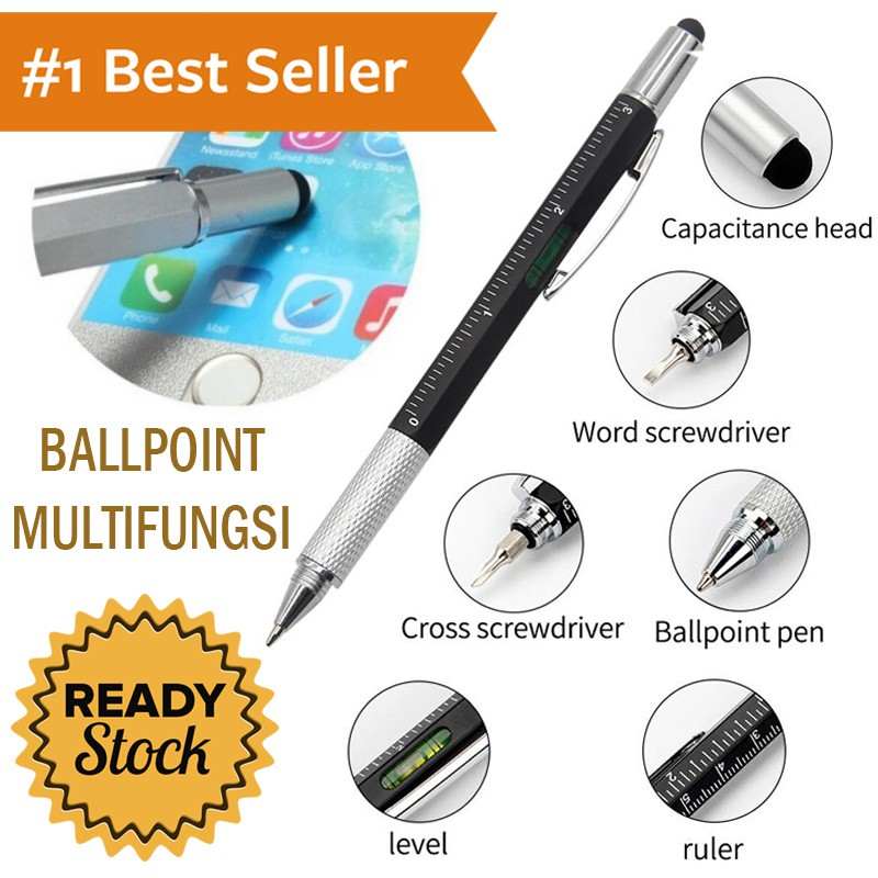 Jual Pulpen Pena Multifungsi Stylus Pen Penggaris Level Obeng Alat ...