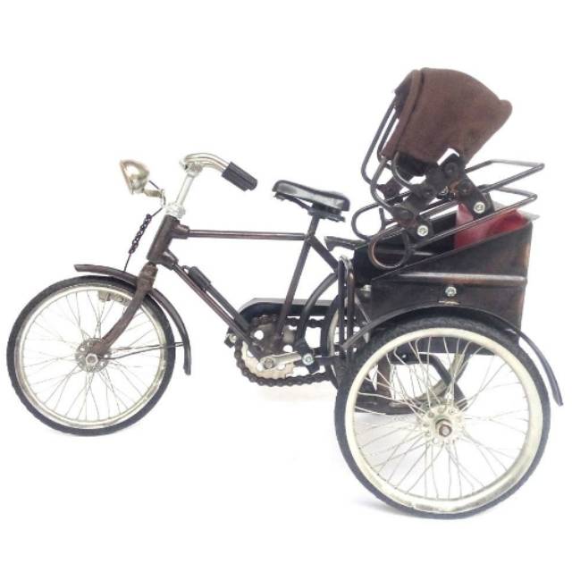 Jual (BISA COD) MINIATUR SEPEDA BECAK MEDAN DENGAN ATAP BAHAN BESI ...