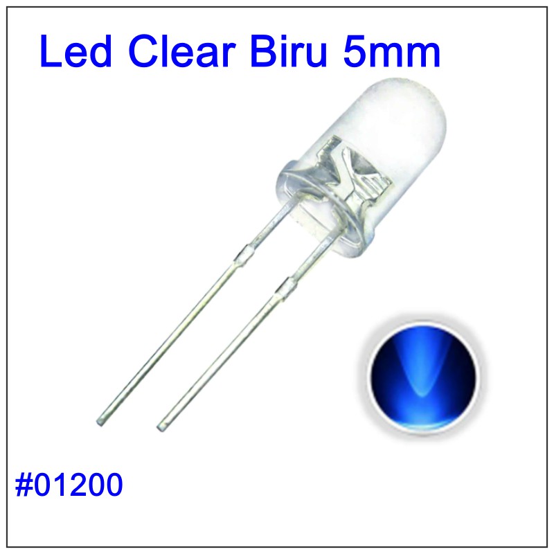 Jual Led Clear Biru 5mm diode Led Bening Hidup Biru Blue color | Shopee ...