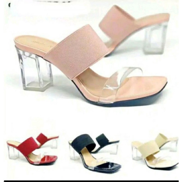 Jual heels kaca tgi 7cm transfaran karet impor AR19 | Shopee Indonesia