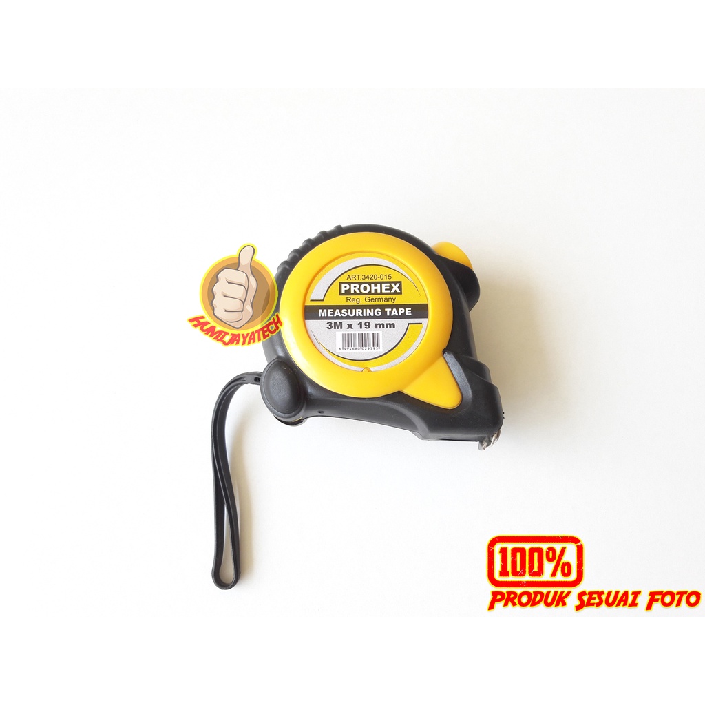 Jual Meteran Bodi Karet Hitam 3M Prohex / Meteran Prohex / Meteran 3 ...