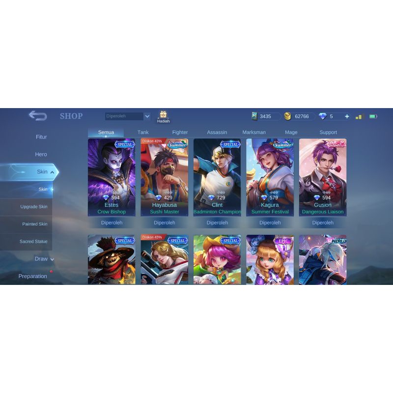 Jual akun Mobile Legends semi sultan YSS collector | Shopee Indonesia