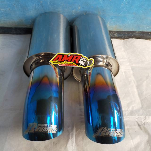Jual KNALPOT MOBIL JS RACING BIRU FULLSTAINLESS | Shopee Indonesia