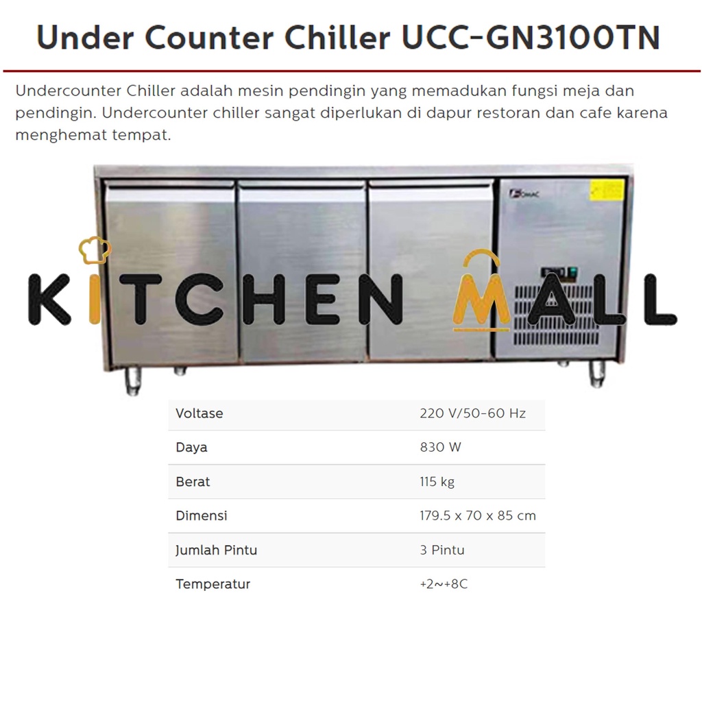 Jual FOMAC UCC-GN3100TN Under Counter Chiller / Chiller Meja | Shopee ...