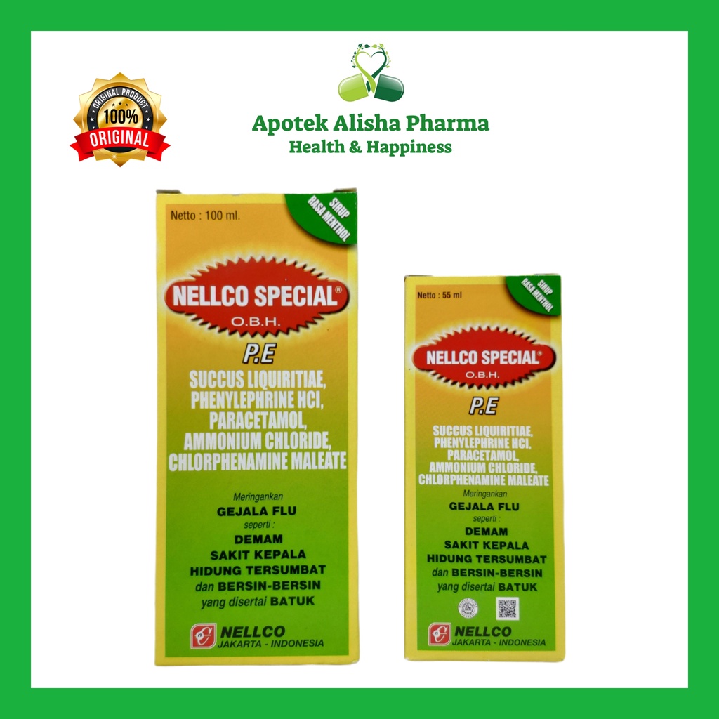 Jual Nellco Spesial OBH PE Sirup 100ml 55ml Obat Flu Batuk Pilek Nelco ...