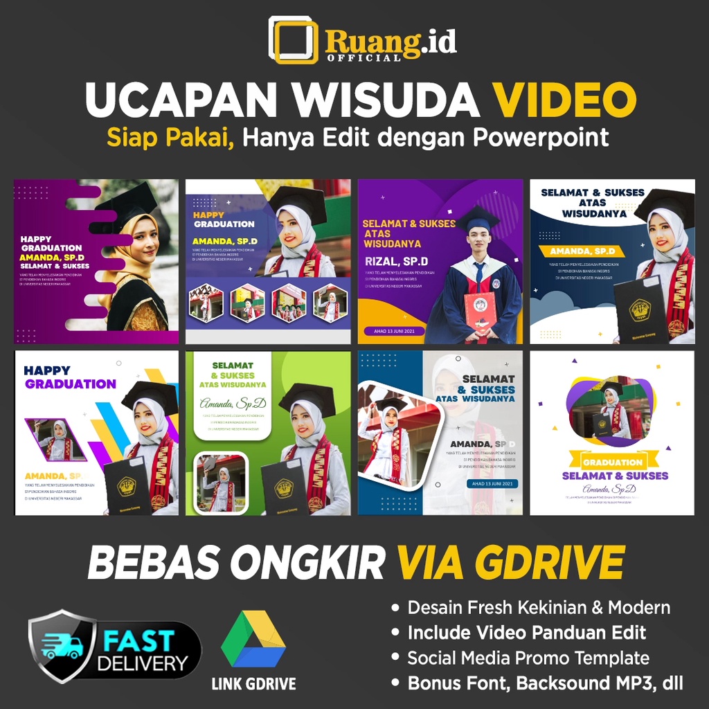 Jual Template Video Ucapan Wisuda Happy Graduation Digital Video Hadiah ...