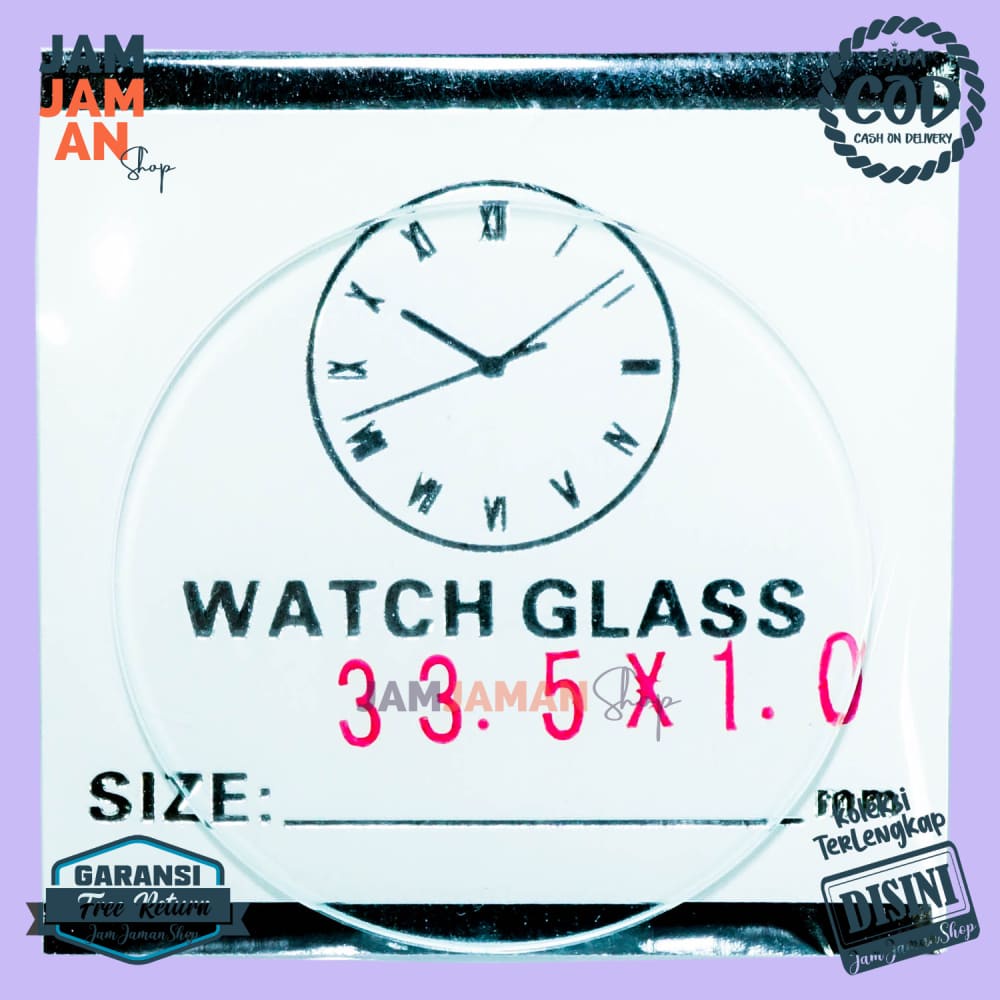 Jual Kaca Jam Kaca Bahan Watch Glass PNC-335 Bagus Kaca Datar 3,35 cm ...