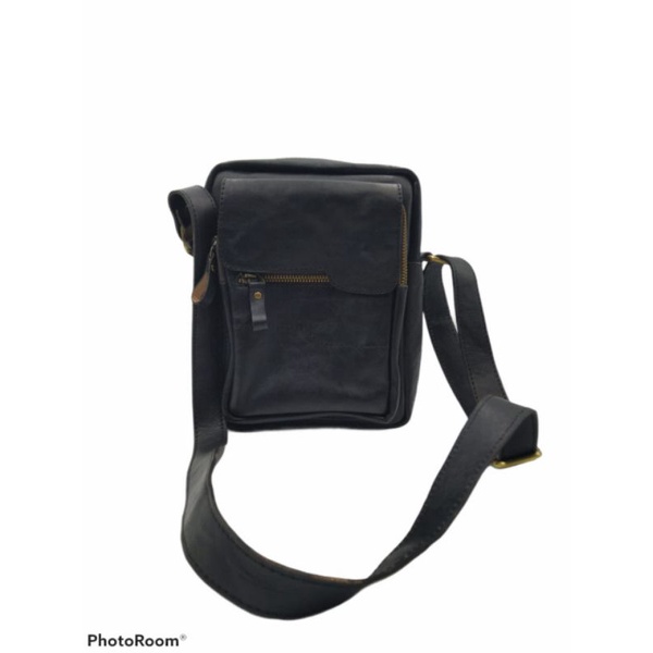 Jual Tas Kulit Sapi Asli Model Slempang tutup pria Nabati Hitam ...