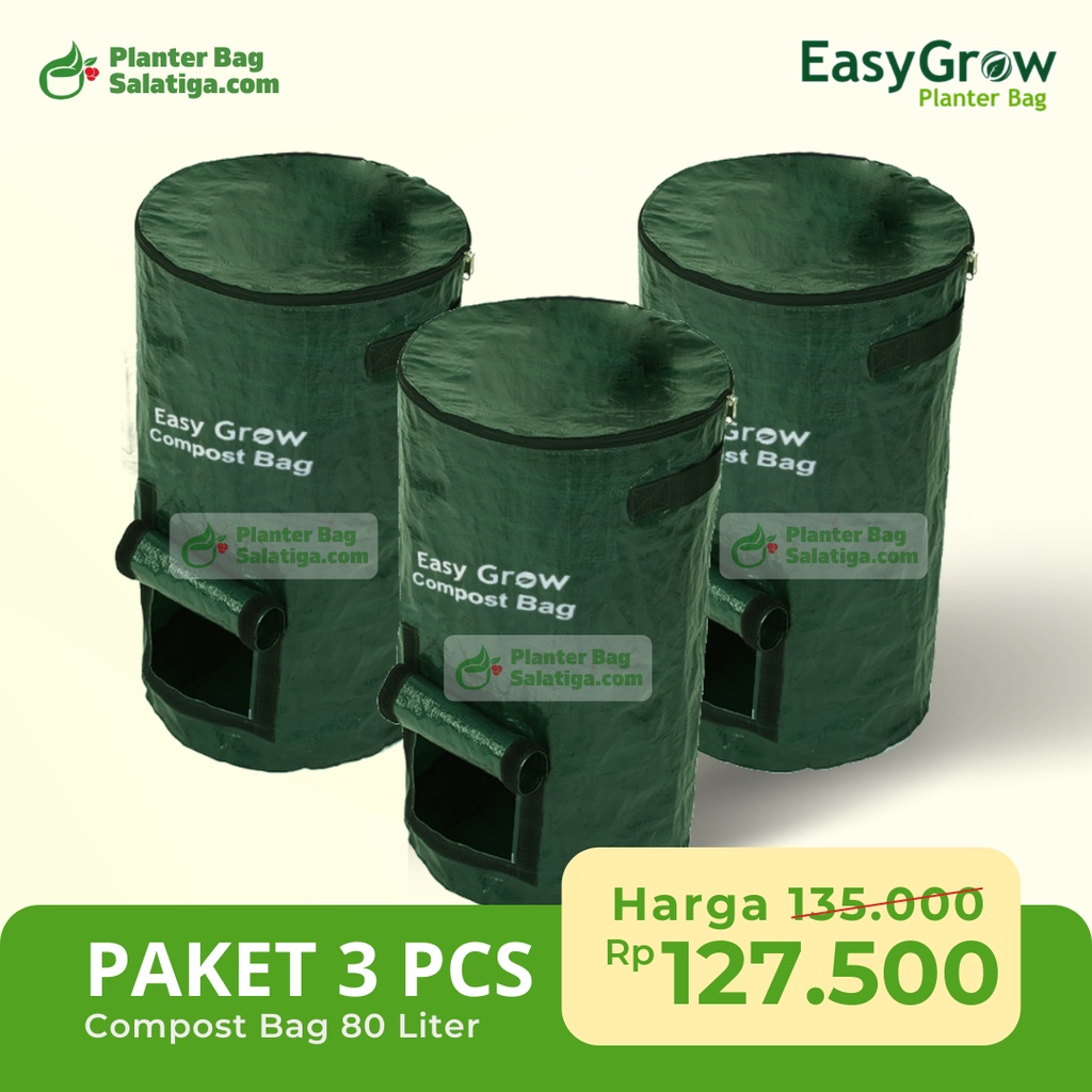 Jual PAKET 3 PCS Compost Bag 80 Liter Easy Grow Komposter Pupuk Kompos ...