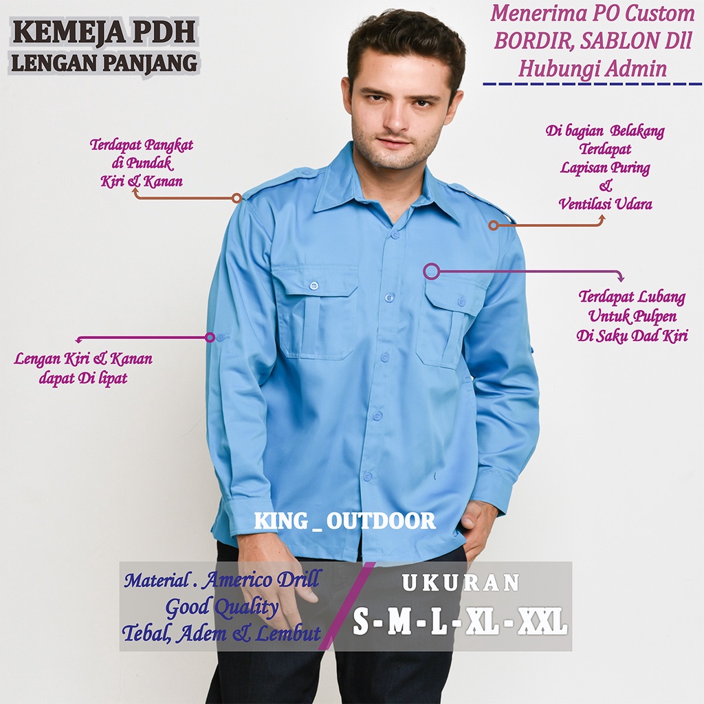 Jual KEMEJA KERJA PDH LENGAN PANJANG WARNA TOSCA | SERAGAM PNS/ASN ...