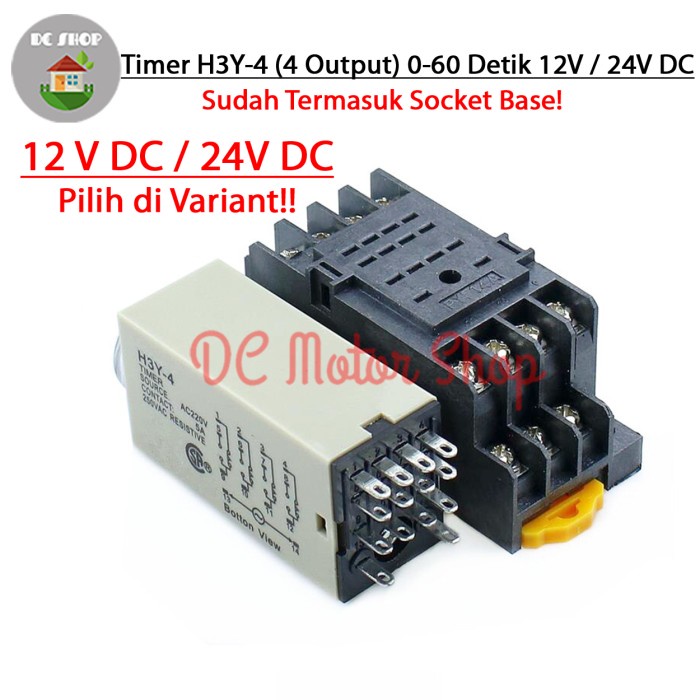 Jual Timer H3Y-2 H3Y-4 H3Y 2 H3Y 4 12V / 24V DC 60s 1min Delay Relay DPDT + Socket Base | Shopee ...