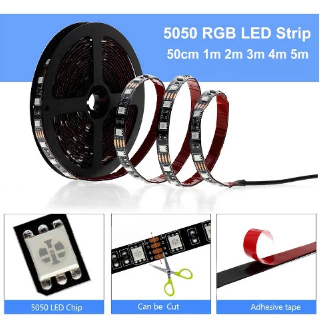 Jual 50cm Led strip 5050 RGB 5v 4pin | Shopee Indonesia