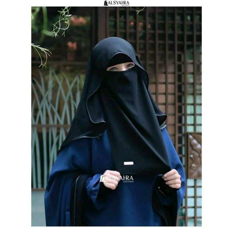 Jual Niqab Butterfly Kancing Sifon Jetblack Alsyahra Exclusive | Shopee ...