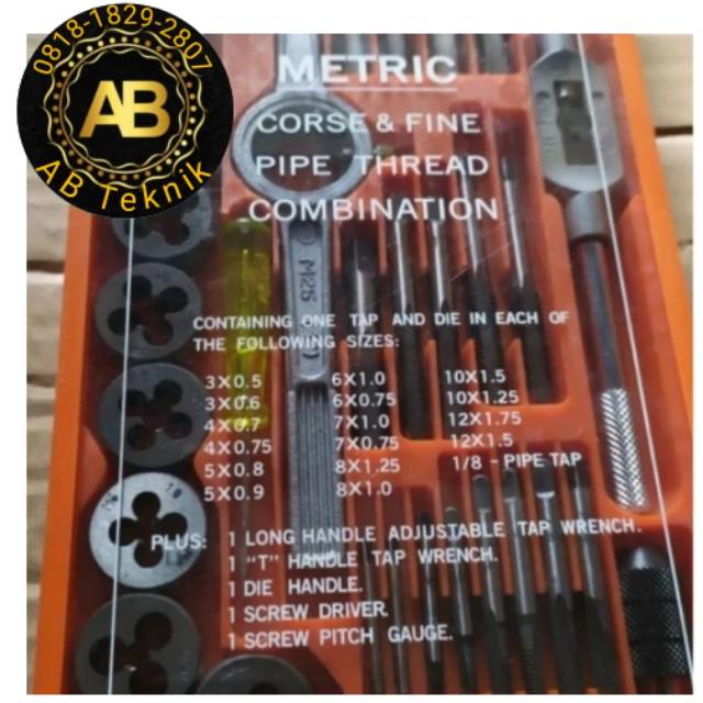 Jual TAP AND DIE SET 40 Pcs NC & NF Alat Snai Set & Hand Tap Set ...