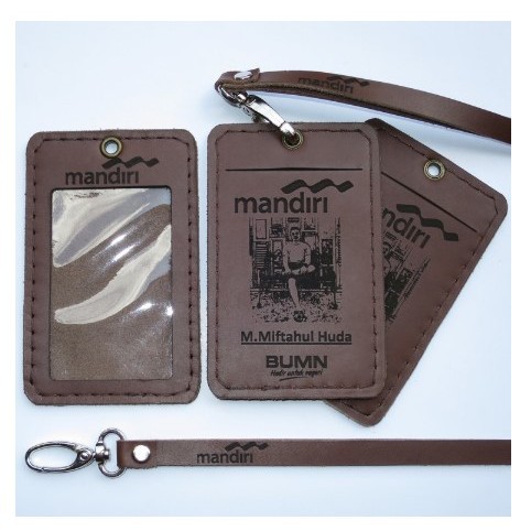 Jual Name Tag Kulit Custom Nama Logo Name Tag Kulit Bank BRI Id Card ...