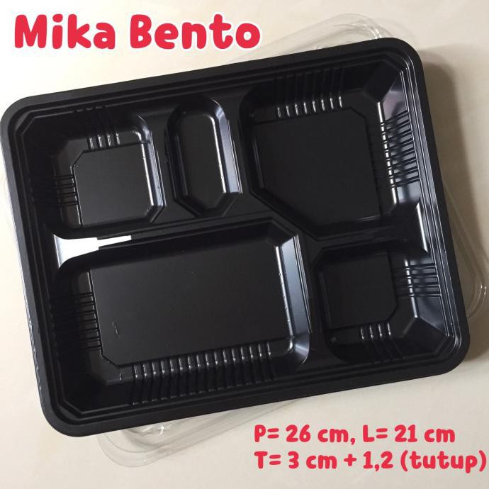 Jual MIKA BENTO SEKAT 5 / KOTAK NASI BENTO HITAM / LUNCH BOX | Shopee ...
