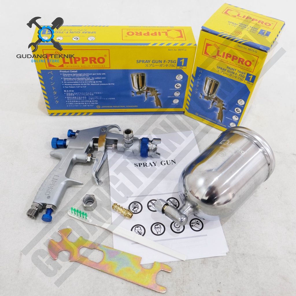 Jual Spray Gun Tabung F75G Lippro Spraygun F 75G / Alat Semprot Cat ...