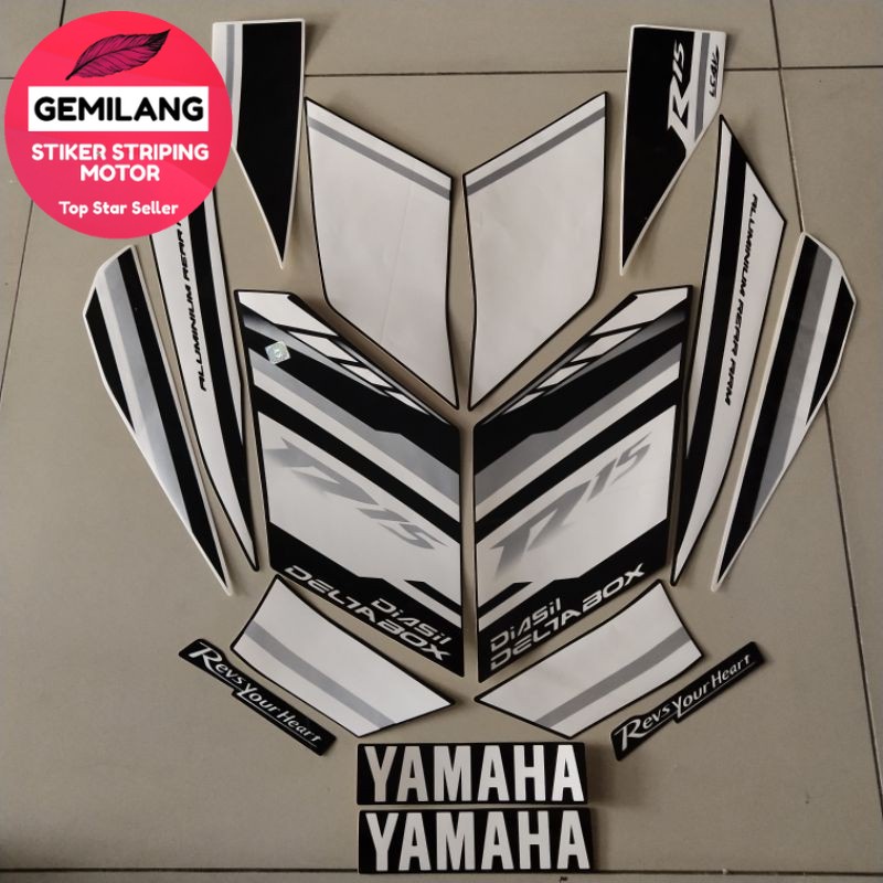 Jual Striping Decal Polet Sticker Yamaha R15 2014 gp series hitam putih ...