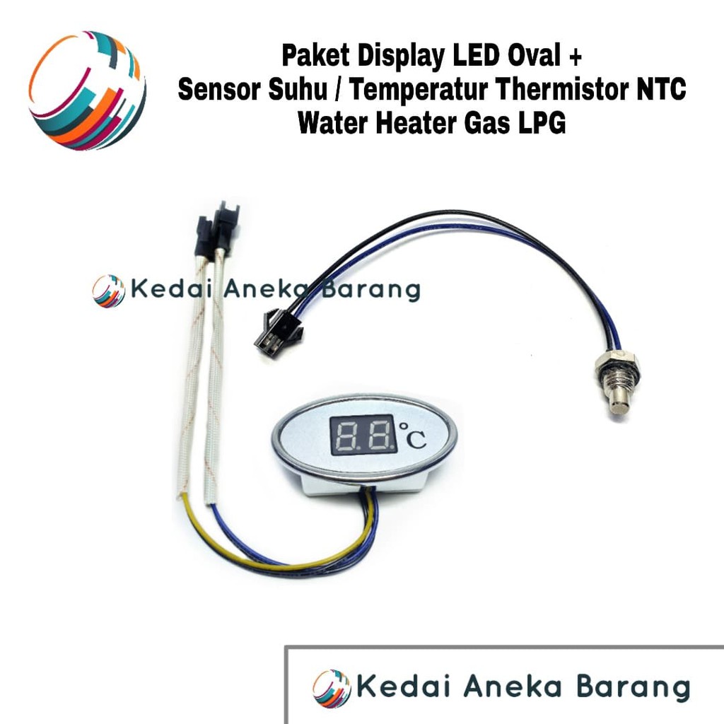 Jual Digital Display LED Oval + Sensor Panas Suhu Temperatur ...
