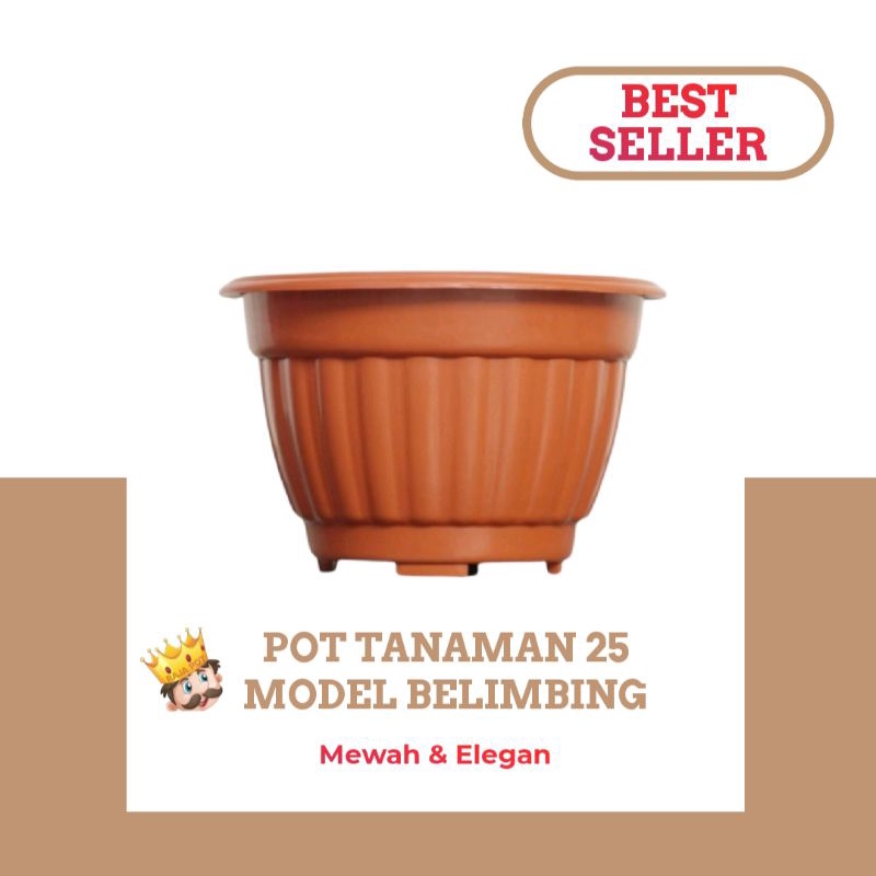 Jual Pot Bunga Merah Bata 20 25 30 32 35 | Pot Tanaman Cokelat Plastik ...