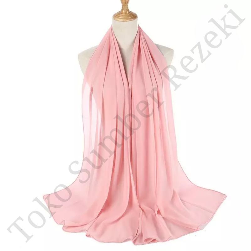 Jual Syal Sifon Pink Selendang Merah Muda Shawl Plain Retro Scarf Polos ...